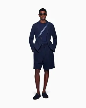 Giorgio Armani Linen Canvas Bermuda Shorts - Blue