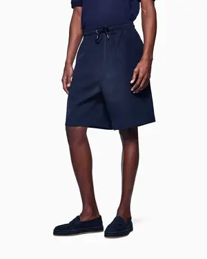 Giorgio Armani Linen Canvas Bermuda Shorts - Blue