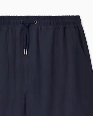 Giorgio Armani Linen Canvas Bermuda Shorts - Blue