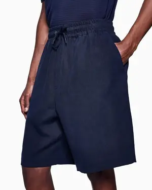 Giorgio Armani Linen Canvas Bermuda Shorts - Blue
