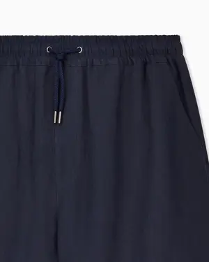 Giorgio Armani Linen Canvas Bermuda Shorts - Blue