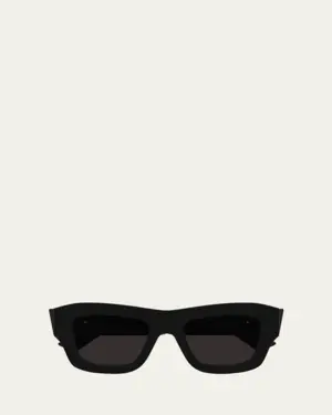 Bottega Veneta Recycled Acetate Rectangle Sunglasses - Black