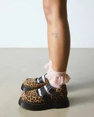 Dr. Martens Buzz Leopard Mary Jane Shoes - Tan