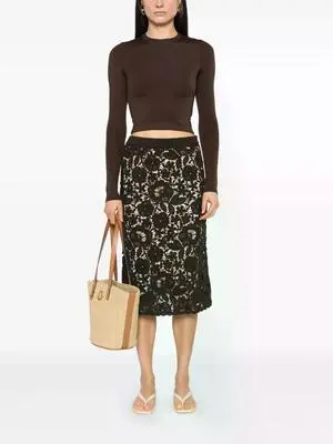P.a.r.o.s.h Floral Knitted Midi Skirt