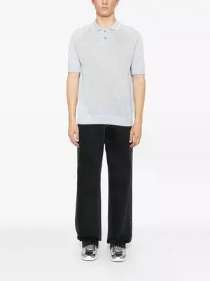 Eleventy Mélange-effect Polo Shirt - Blue