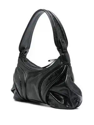 MARINE SERRE Moonogram Embossed Leather Shoulder Bag