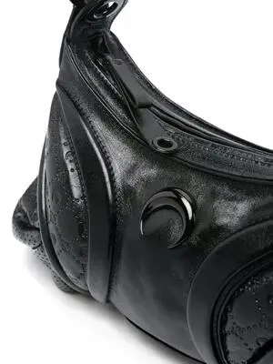 MARINE SERRE Moonogram Embossed Leather Shoulder Bag