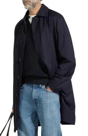 Zegna Twill Overcoat - Nvy Solid