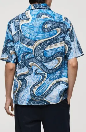 Mango Regular Fit Print Camp Shirt