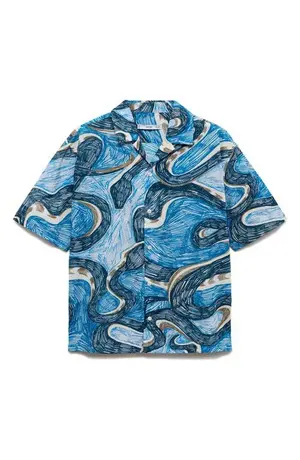 Mango Regular Fit Print Camp Shirt