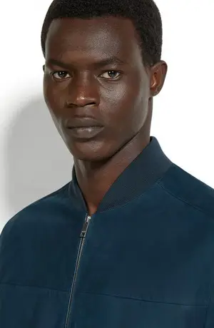 Zegna Suede Bomber Jacket - Dk Blu Sld