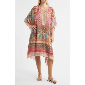 APNY Print Midi Caftan - Orange/blue Multi