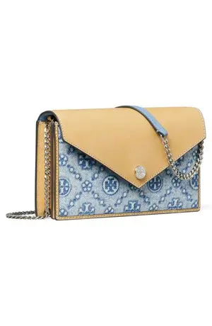 Tory Burch T Monogram Denim Envelope Crossbody Bag