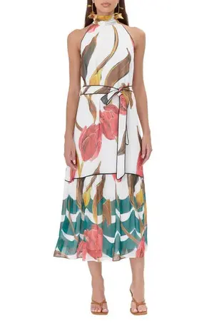 Adelyn Rae Floral Halter Midi Dress