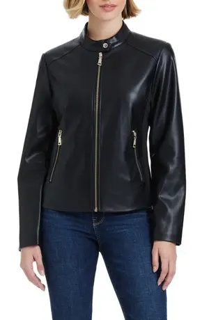 Vince Camuto Faux Leather Jacket - Black