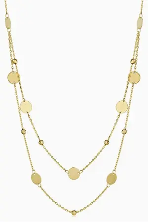 ORADINA 14k Gold Manhattan Layered Station Necklace - Yellow Gold