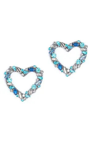 Deepa Gurnani Deepa Gurnani Heart Shaped Drop Earrings Blue