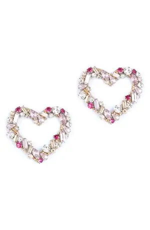 Deepa Gurnani Heart Shaped Drop Earrings - Pink