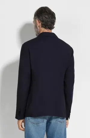 Zegna Deconstructed Oasi Cashmere Sport Coat - Navy Solid