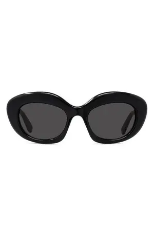 Loewe Curvy 51mm Cat Eye Sunglasses - Shiny Black / Smoke