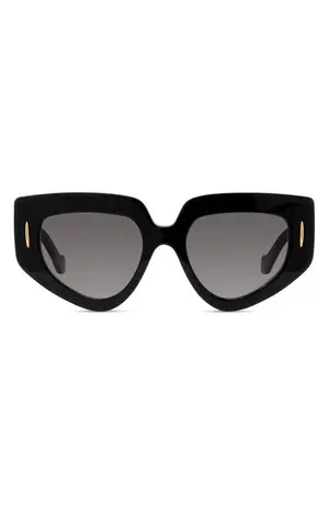 Loewe Anagram 51mm Geometric Sunglasses - Shiny Black / Gradient Smoke