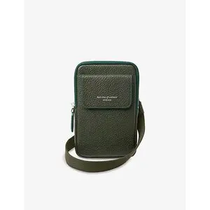 ASPINAL OF LONDON Reporter Logo-embossed Leather Phone Case - Forestgreen