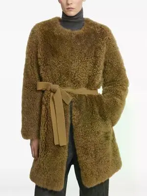 YVES SALOMON Belted Shearling Coat