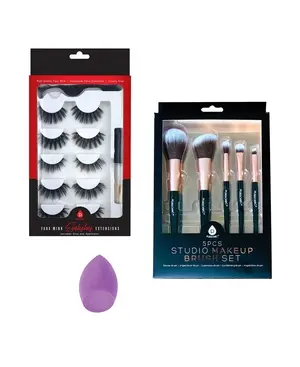 PURSONIC Glam Essentials Bundle: 3d Faux Mink Lashes - No Color