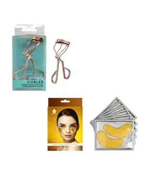 PURSONIC Ultimate Eye Care & Beauty Bundle: Wrinkle Care Eye Gel Patches + Salon Grade Eyelash Curler - Yellow