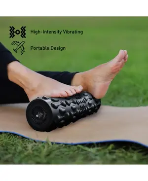 PURSONIC Muscle Relief Bundle: Vibrating Foam Roller & Neck And Shoulder Stretcher - Black