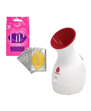 PURSONIC Spa-ready Skincare Bundle: Facial Steamer & Hydrating Lip Masks - White