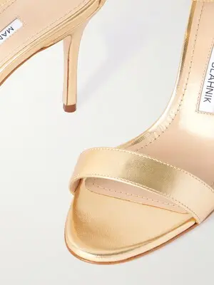 Manolo Blahnik Metallic Leather Stiletto Sandals