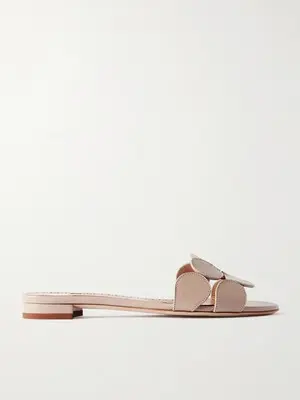 Manolo Blahnik Haribalmu 10 Cutout Leather Slides - Neutrals