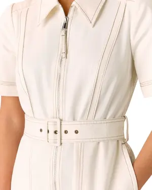 Whistles Denim Pintuck Belted Jumpsuit - Ivory