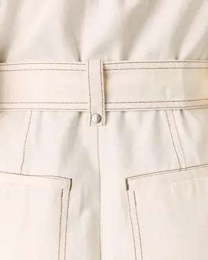 Whistles Denim Pintuck Belted Jumpsuit - Ivory