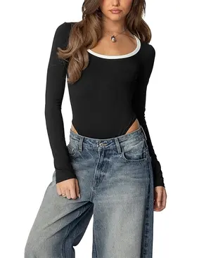 EDIKTED Contrast Scoop Neck Bodysuit