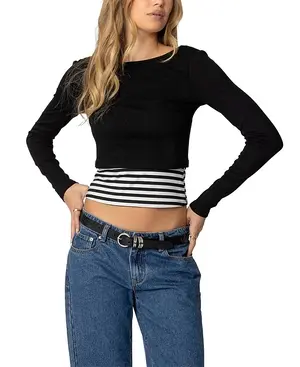 EDIKTED Shania Layered Striped Top