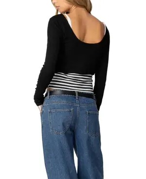 EDIKTED Shania Layered Striped Top