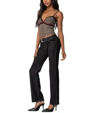 EDIKTED Lacey Leopard Mesh Tank Top