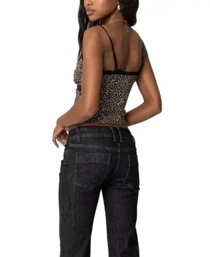EDIKTED Lacey Leopard Mesh Tank Top