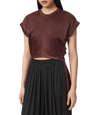 ALLSAINTS Mira Satin Tee - Burnt Red