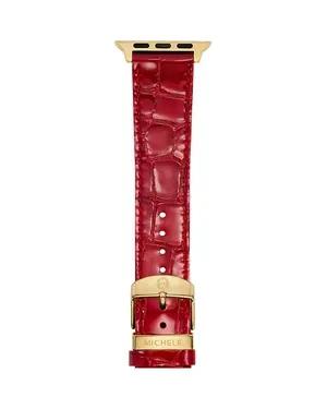 Michele Apple Watch Leather Bracelet Band, 38-49mm - Red