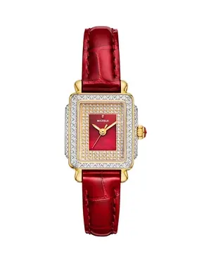 Michele Deco Madison Mini Two Tone Diamond Pave Dial Watch - Red/red