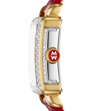 Michele Deco Madison Mini Two Tone Diamond Pave Dial Watch - Red/red