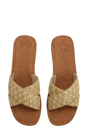 Roxy Andreya Raffia Slide Sandal - Open Natural