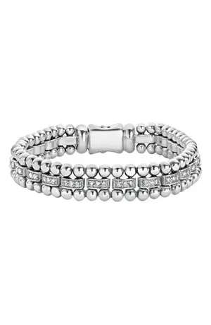Lagos Caviar Spark Diamond Link Bracelet - Silver