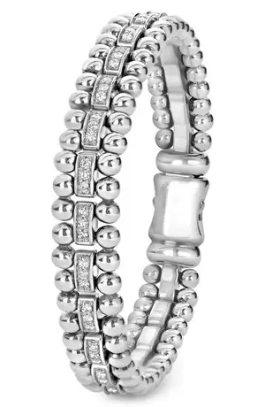 Lagos Caviar Spark Diamond Link Bracelet - Silver