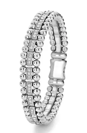 Lagos Caviar Spark Diamond Link Bracelet - Silver/ Diamond