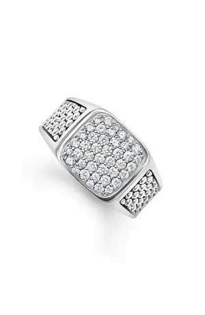 Lagos Anthem Pavé Diamond Signet Ring - Silver