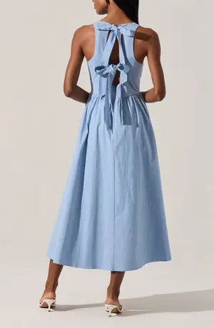 Astr The Label Bow Back A-line Dress - Blue